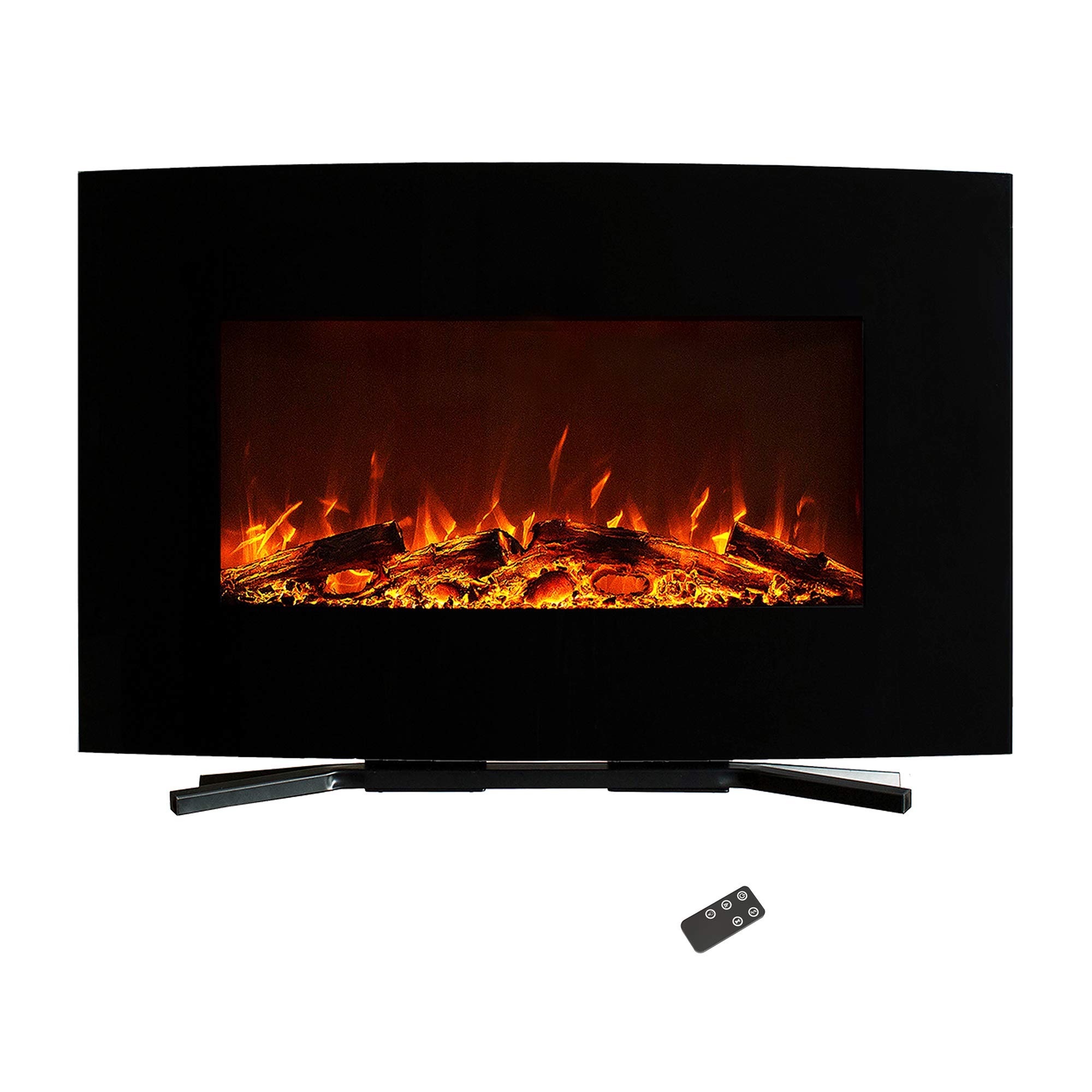 Northwest 36" Curved Color Changing Fireplace Wall Mount Floor Stand, Midnight