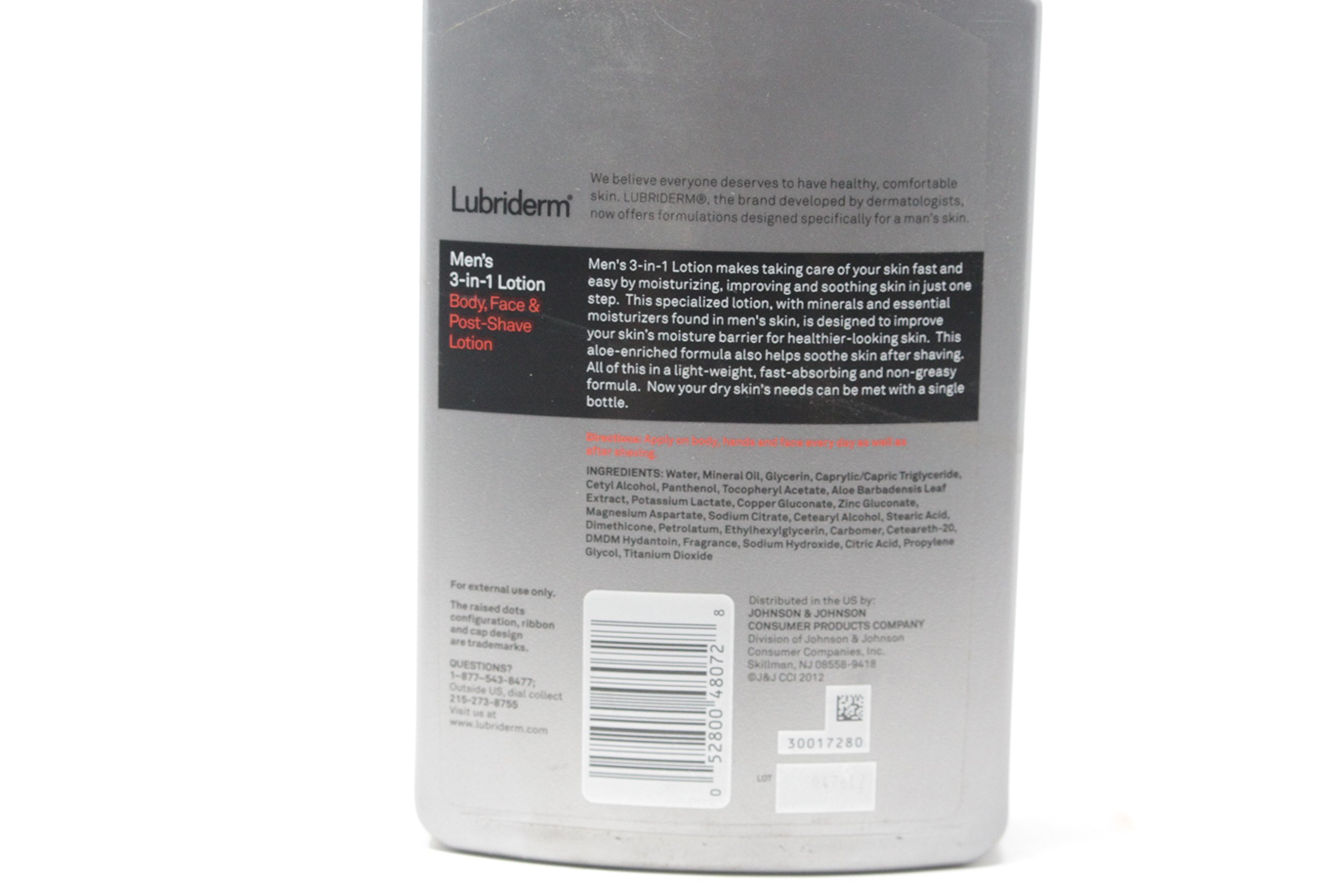 Lubriderm Men's 3-in-1 Body, Face & Post-Shave Lotion, Light Fragrance 16 oz (Pack of 3)