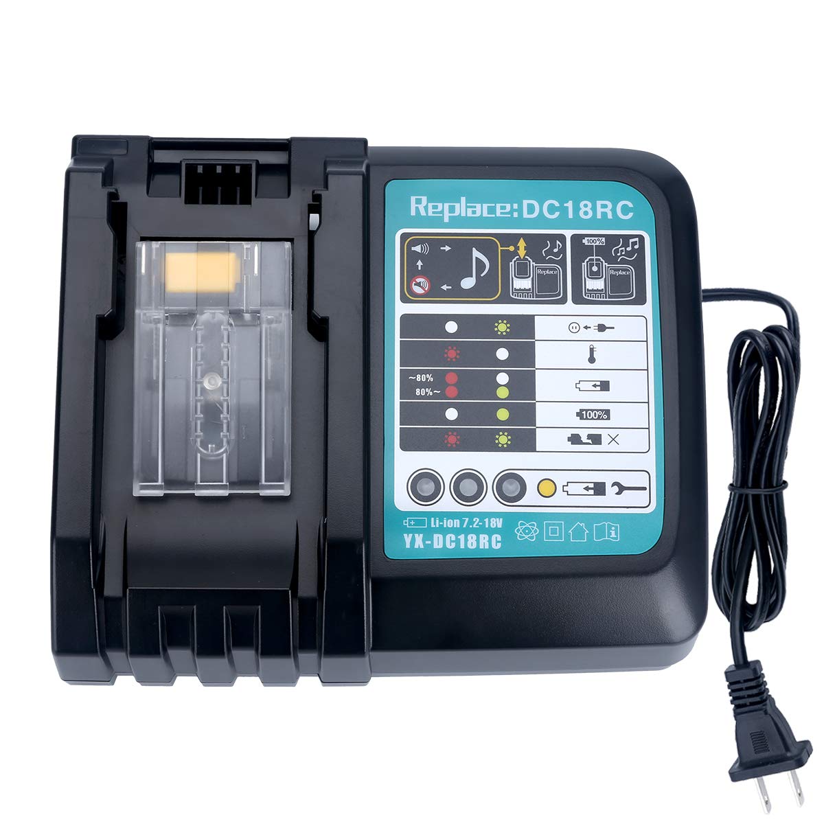 Lasica DC18RC 18 Volt 3.0A Rapid Li-ion Charger Replacement for Makita 14.4V and 18V LXT Lithium-Ion Batteries BL1850 BL1840B BL1820 BL1815 BL1860 BL1430 BL1450 BL1830 Drill Tool Battery Charger