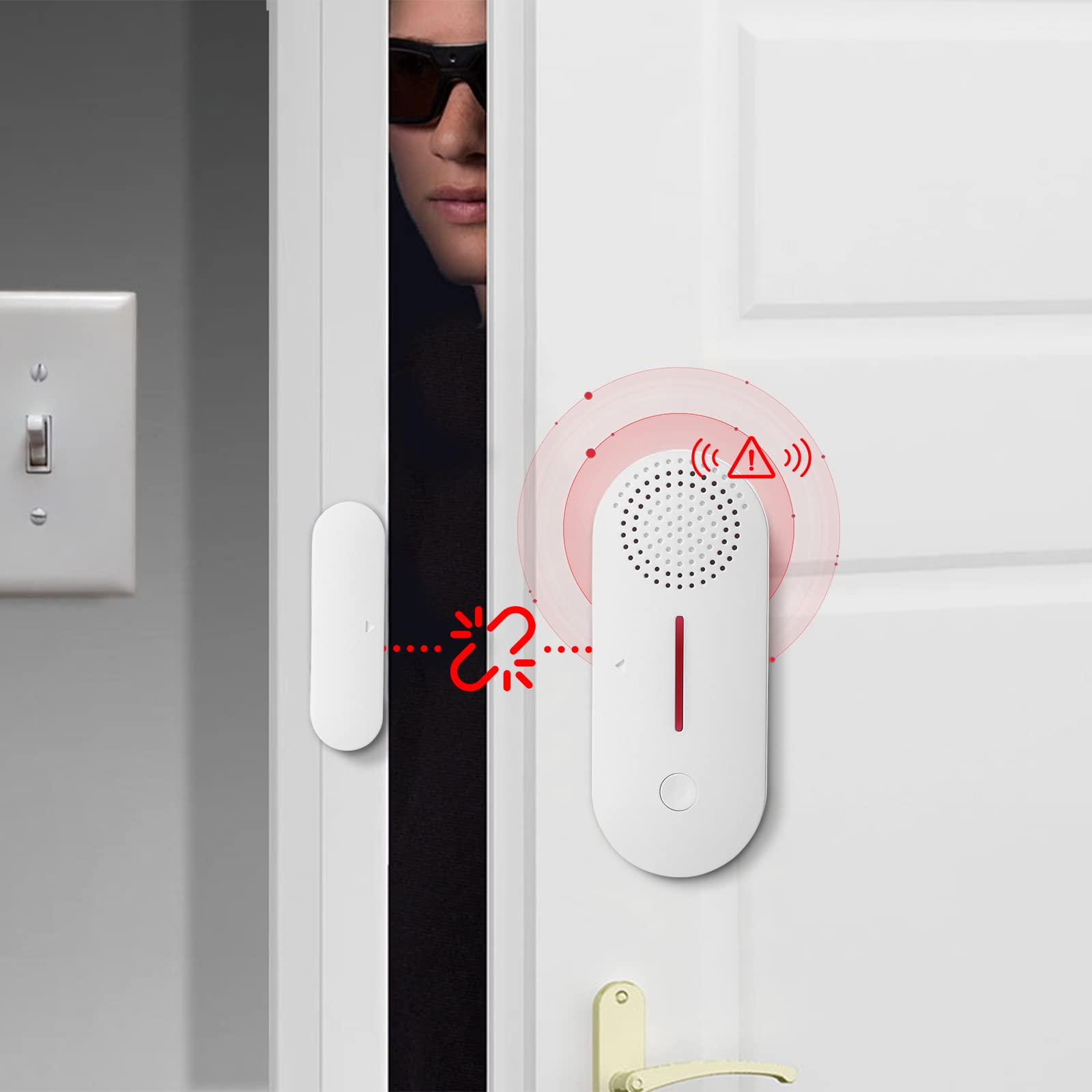 SEHOMY WiFi Door Open Sensor Alarm 120 db Loud (Timed Arming and disarming), Smart Window Alarms for Home Security, App Control Realtime Burglar Alert Compatible with Alexa Google Assistant