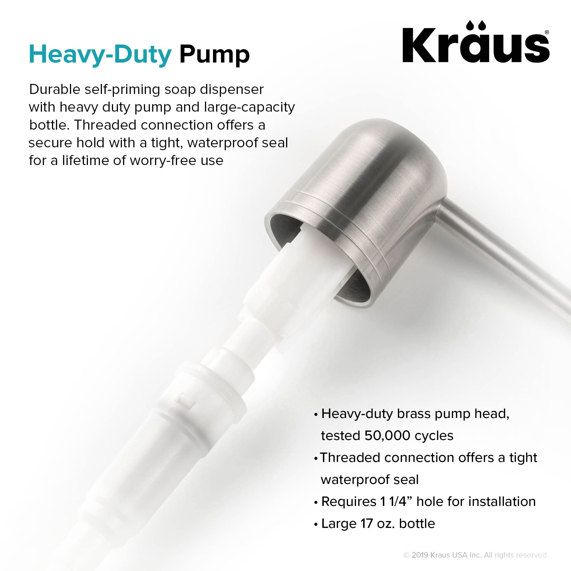 KRAUS Kitchen Soap and Lotion Dispenser in Spot Free Stainless Steel, KSD-32SFS