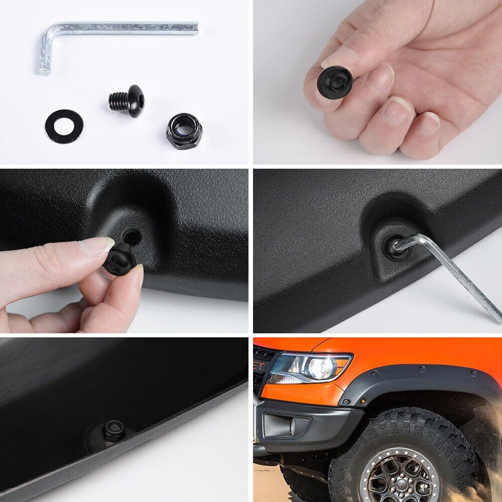 kikubiou Universal Pocket/Rivet Style Fender Flares Screw/Bolt Hardware Kit Left Right Front Rear A-02RSL0001ABK