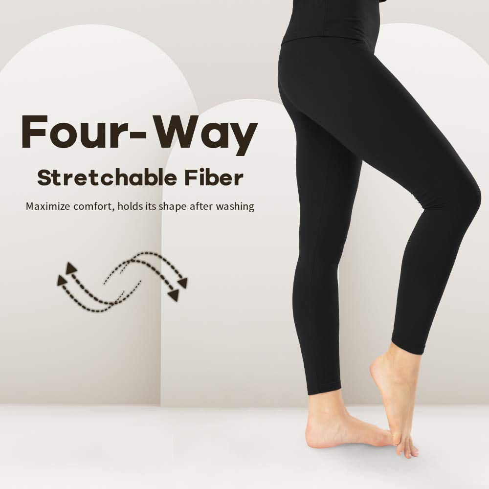 MANCYFIT Thermal Pants for Women Fleece Lined Leggings Underwear Soft Bottoms (Black, Medium)