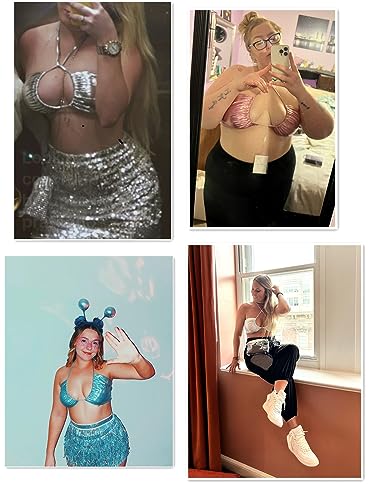Women's Costume Pink Crop Checked Top Rave Festival Outfits Halter Tie Bra Bustier Top Sexy Pink Top S