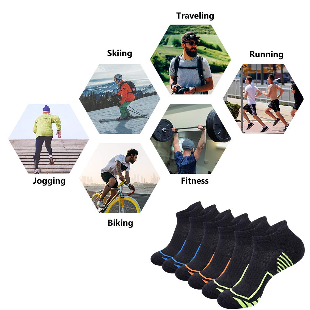 JOYNÉE Mens Ankle Athletic Low Cut Socks for Men Sports Running Cushion 6 Pack,Deep Grey,Sock Size 10-13