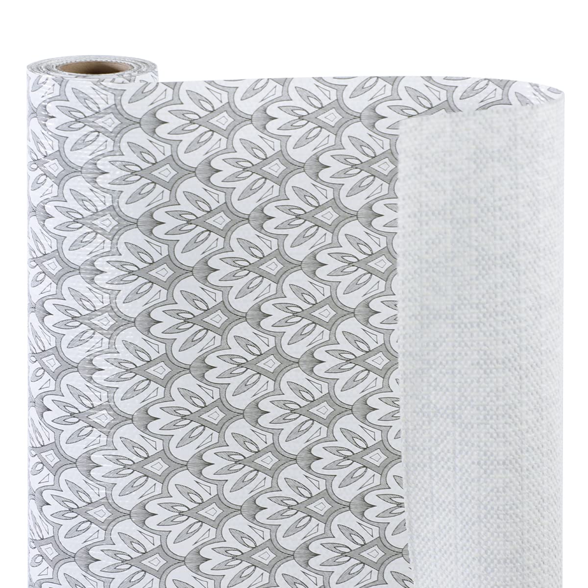 Modmate Shelf Liner,Grip Kitchen Drawer Liners, 18 Inch x 24 FT Design Cabinet Liners for Shelves, Easy to Install Non Adhesive Bathroom Drawer Liner,Non Slip Pantry Shelf Liners (Grey Floral)