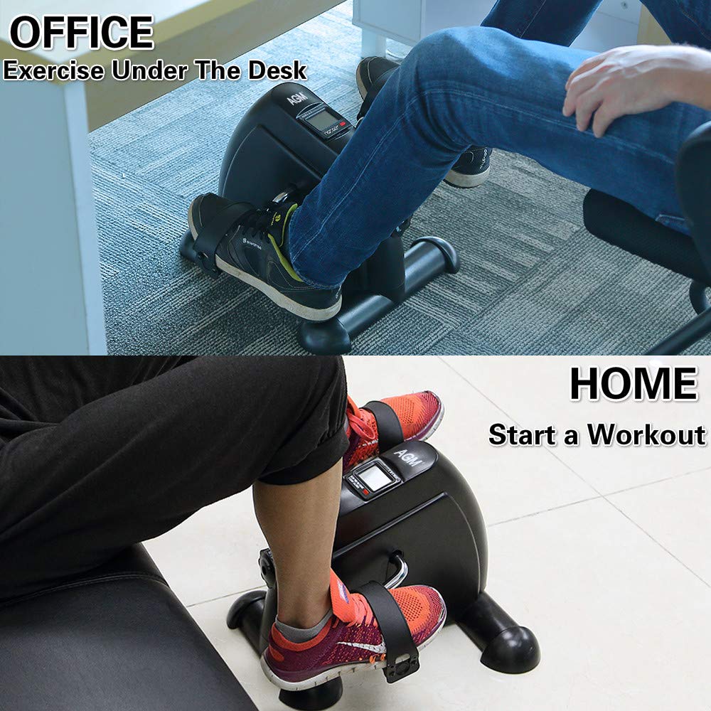 Mini Exercise Bike Pedal Exerciser Portable Cycle Arm and Leg Exerciser with LCD Display