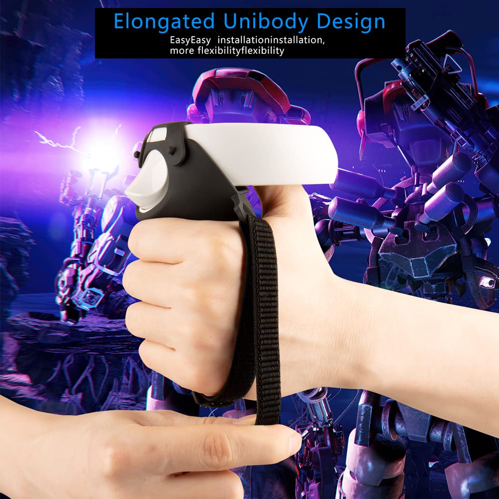Riokko Oculus Quest 2 Controller Grips VR Handle Protector Anti-Slip and Anti-Fall Protective Silicone Sleeve Adjustable Wrist Strap for Oculus Quest 2