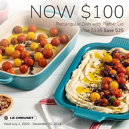 Le Creuset Stoneware Rectangular Dish with Platter Lid, 14 3/4" X 9", Deep Teal