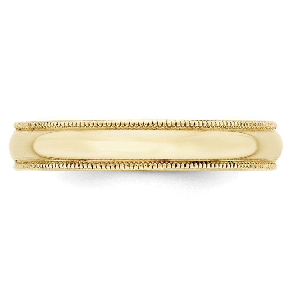 Jewelry Pilot 10K Yellow Gold 4mm Lightweight Milgrain Half Round Domed Wedding Band - Size 10