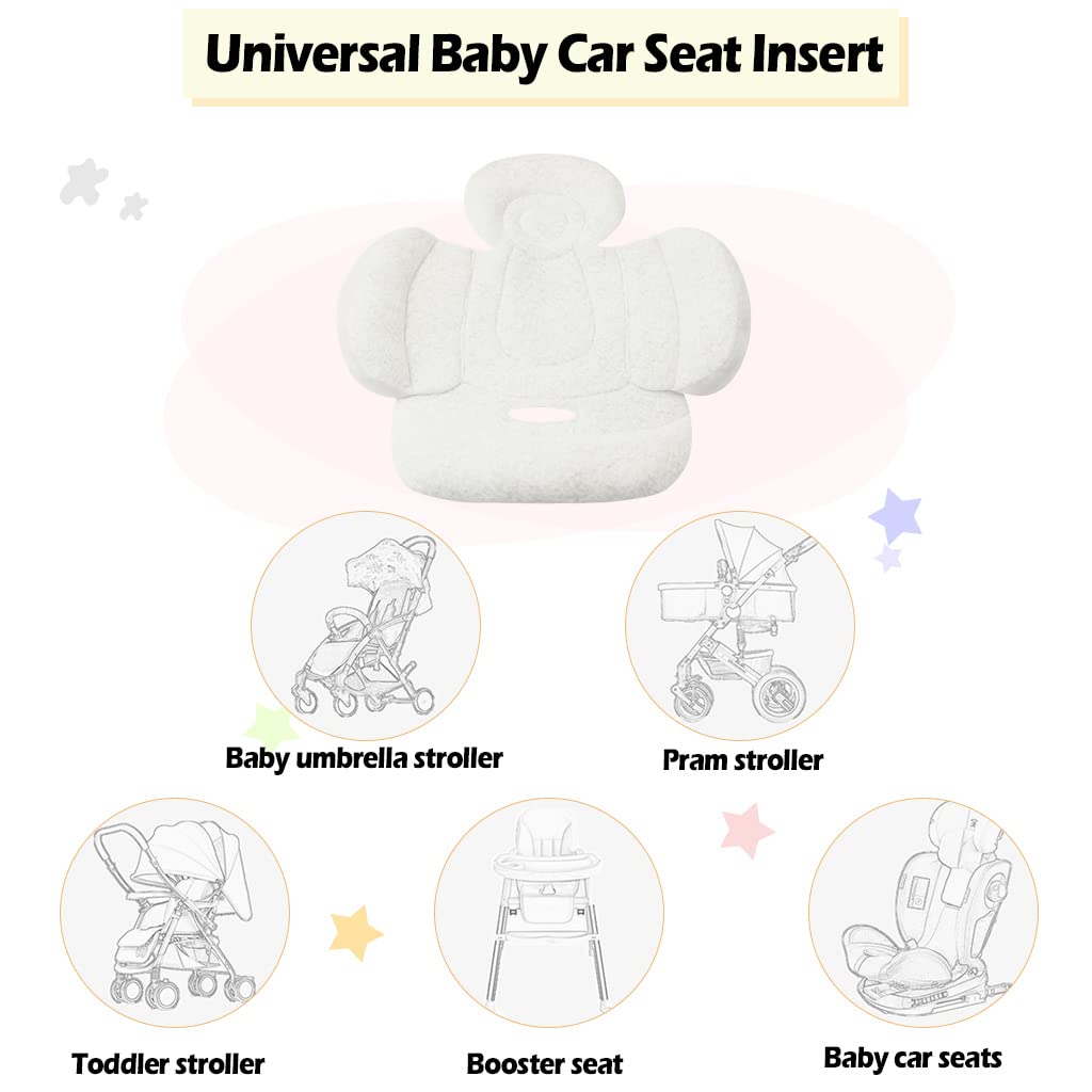 KAKIBLIN Baby Stroller Cushion, Soft Baby Stroller Liner Pram Head and Body Support Cushion Washable Baby Stroller Padding Head Support Pillow for Newborn, Gray