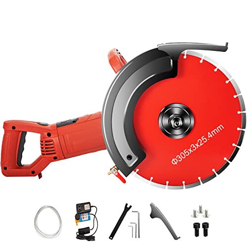 VEVOR 12" Electric Concrete Saw, 1800W Concrete Cutter 15Amp Cut-off Saw, Wet/Dry Corded Circular Saw with 12" Blade and Attachments, 4" Cut Depth Masonry Saw for Granite, Brick, Porcelain