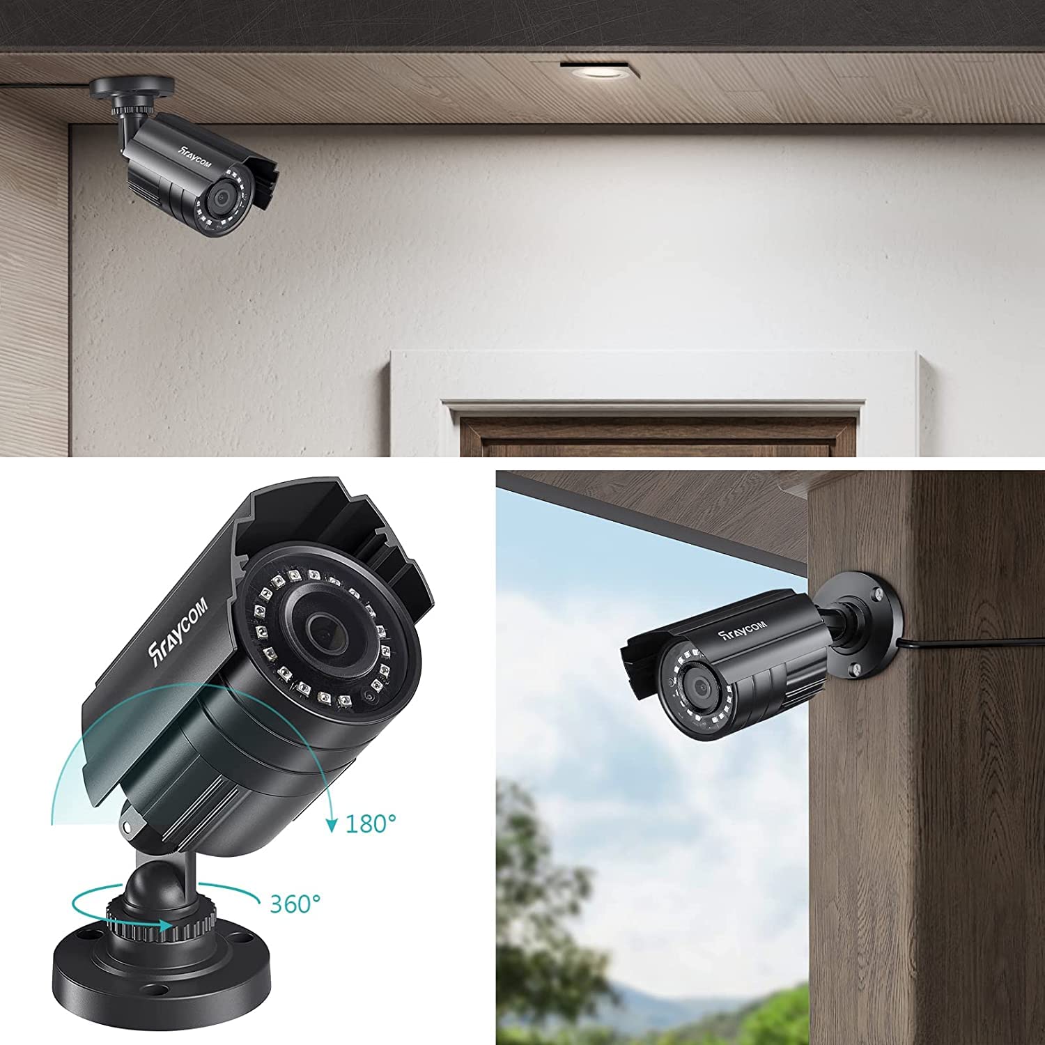 Rraycom 1080P HD 2000TVL Security Camera 4-in-1 TVI/CVI/AHD/960H CVBS CCTV Camera Outdoor Indoor,115ft IR Night Vision, IP67 Weatherproof Bullet Camera for Analog Surveillance DVR