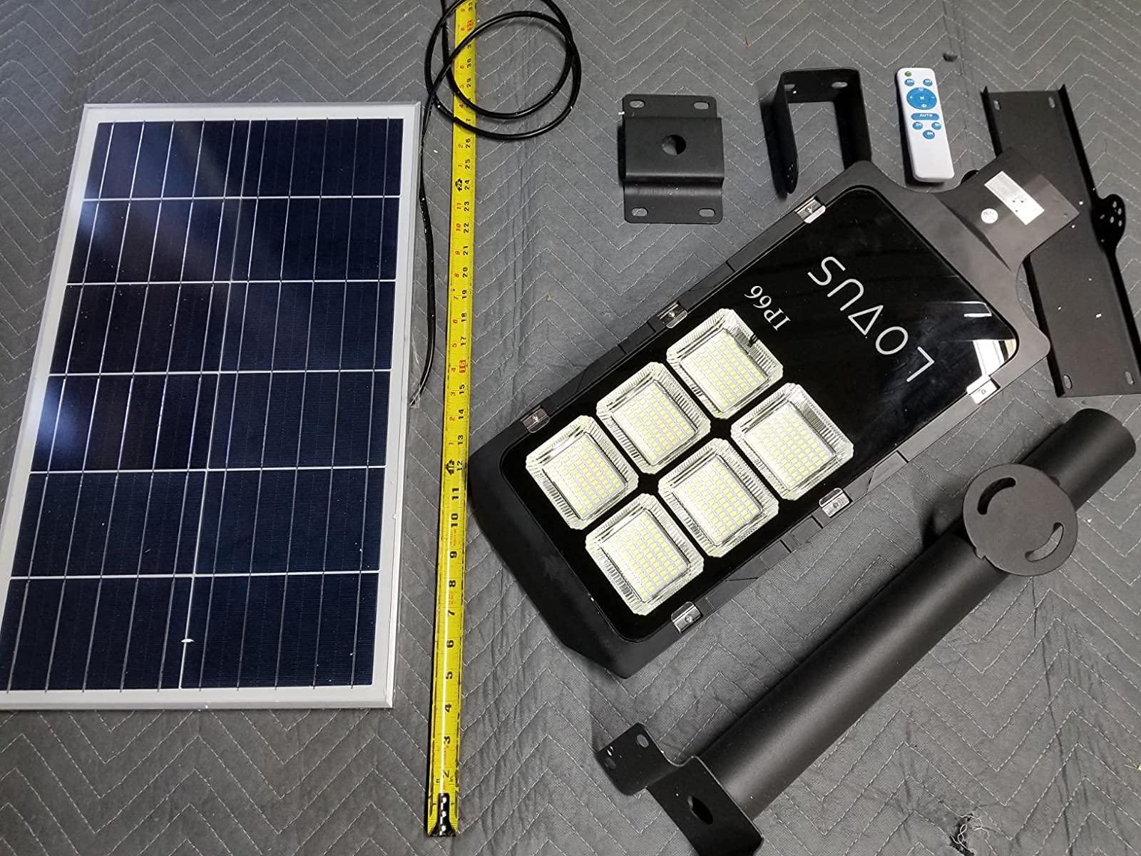 LOVUS Outdoor Solar LED Street Lights, 10000LM Solar Powered Street Lamp Dusk to Dawn with Remote Control, LOVUS