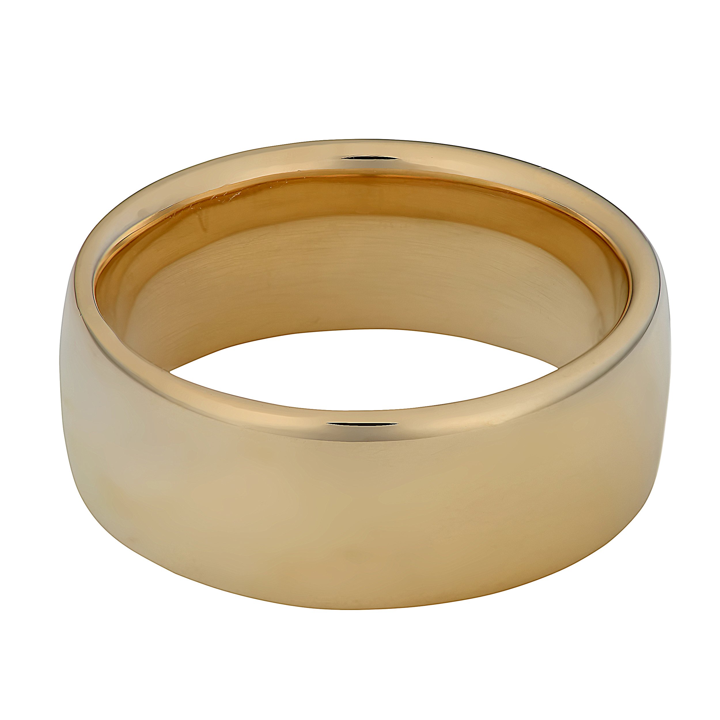Kooljewelry 14k Yellow Gold 8 mm Comfort Fit Hollow Wedding Band (Size 10)