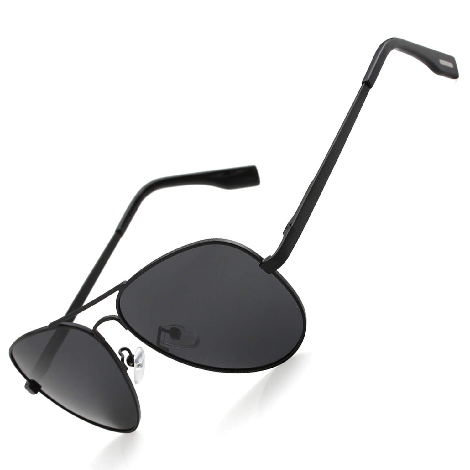 Kursan Polarized Aviator Sunglasses for Men Women Mirrored Lens, 100% UV400 Protection, 58MM (Black/Black Lens)
