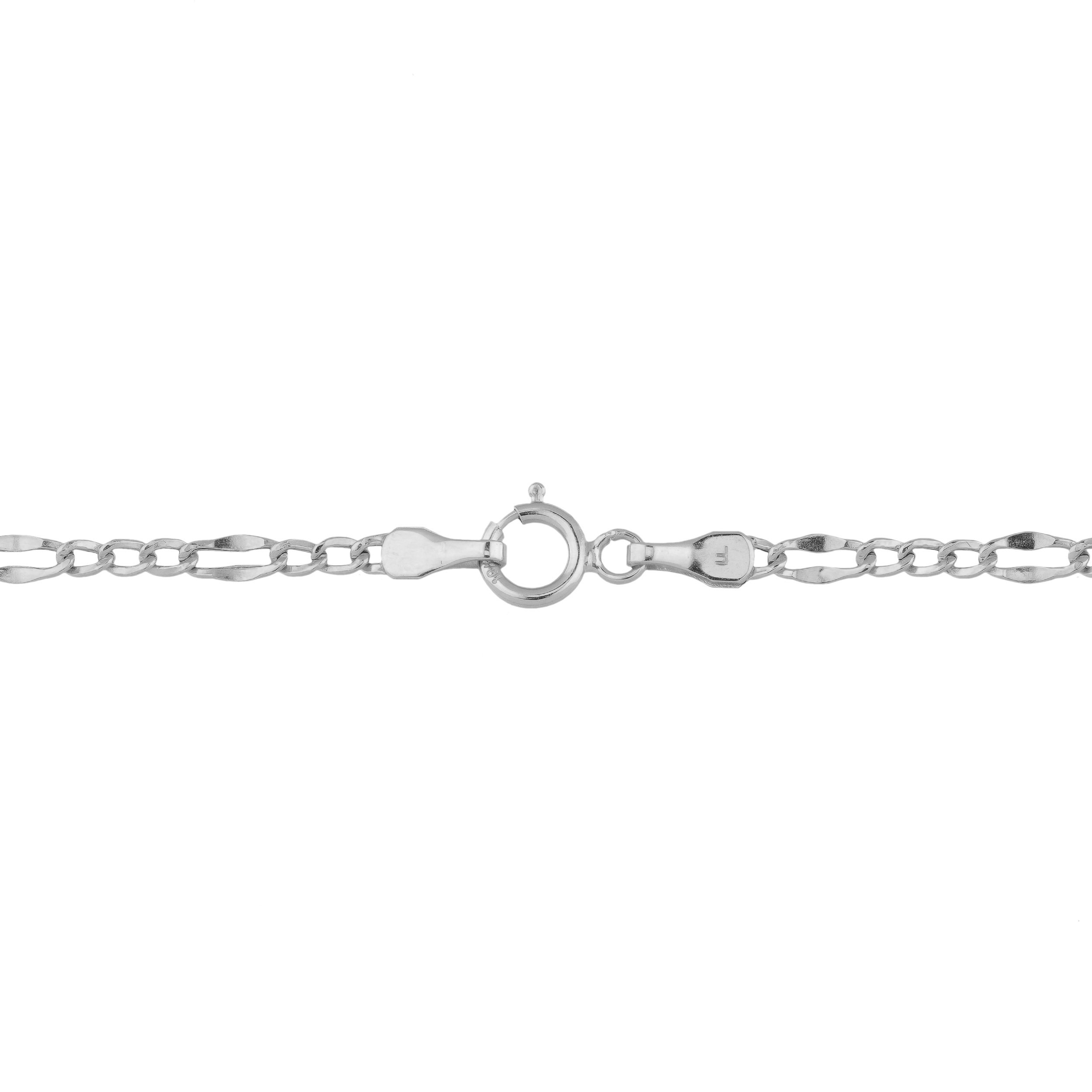 Kooljewelry 14k White Gold 2.3 mm Hollow Figaro Link Chain Necklace (22 inch)