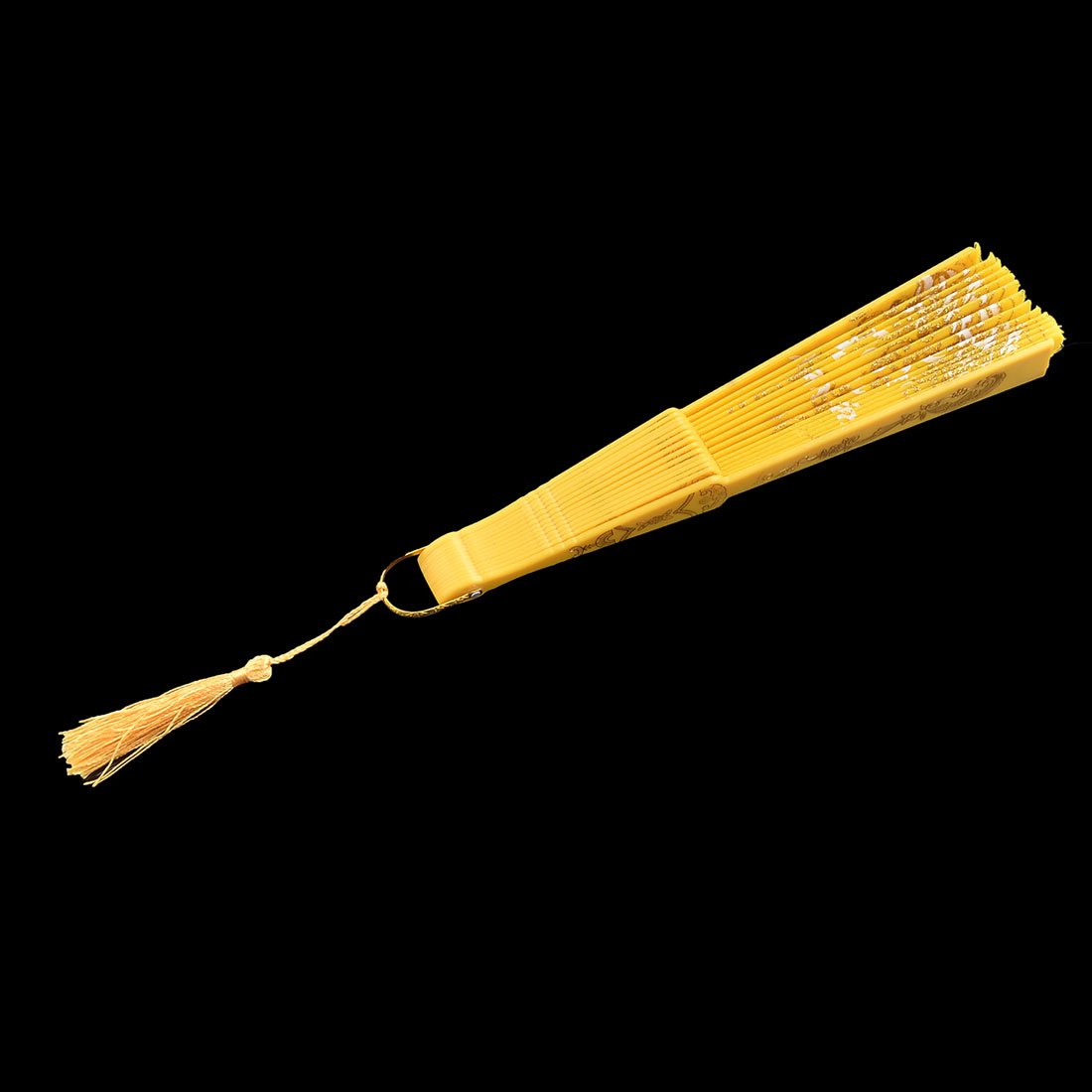 Qtqgoitem Women Flower Pattern Chinese Style Handheld Summer Cooling Folding Fan Yellow (model: 2a1 08c de0 18e c1e)