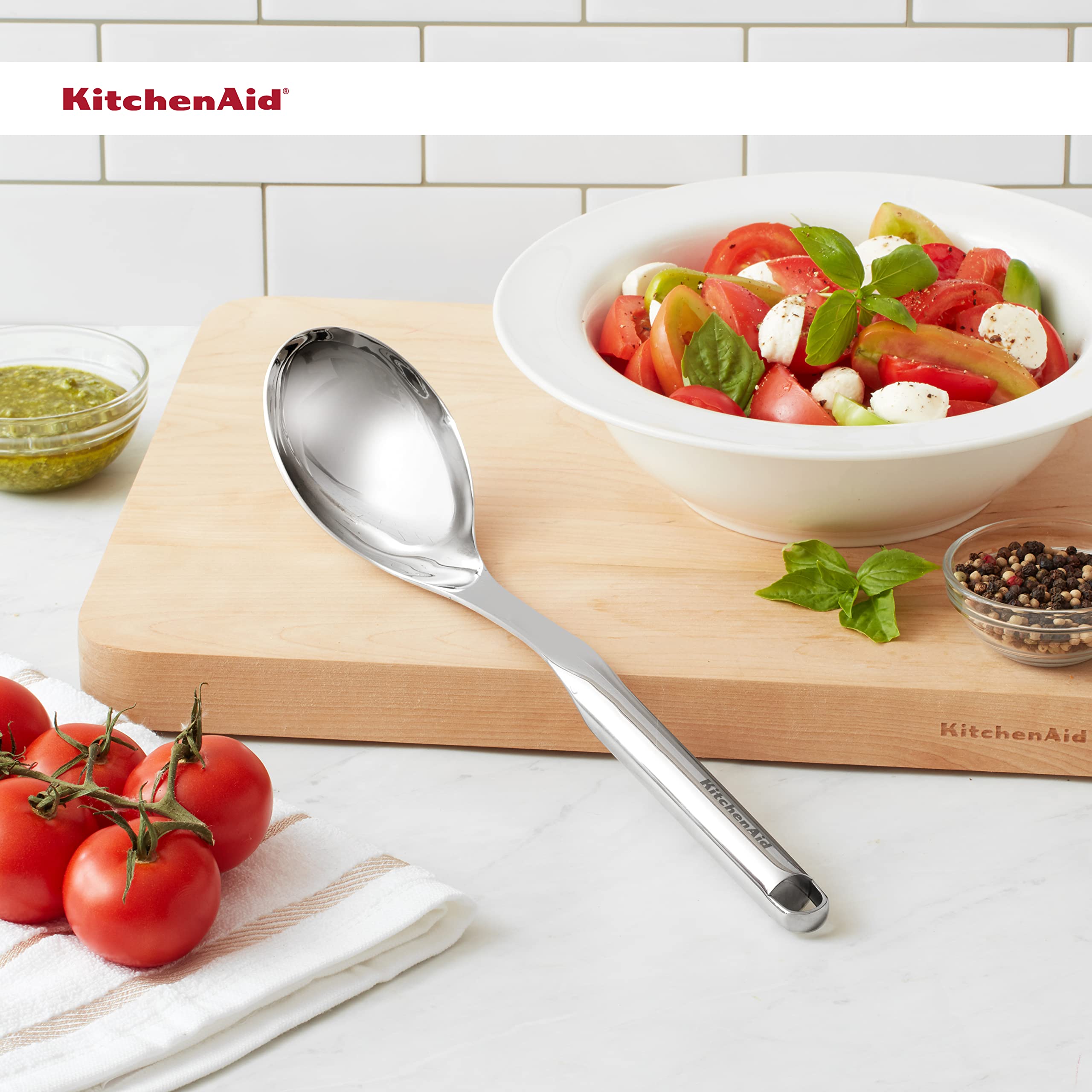KitchenAid Premium Basting Spoon with Hang Hook, 13.3-Inch, Stainless Steel
