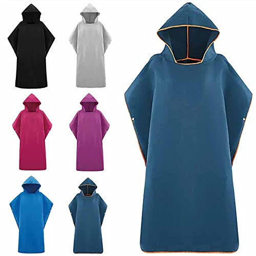 ZHAOLEI Microfiber Quick Dry Wetsuit Changing Robe Poncho Towel with Hood for Swim, Beach, Lightweight, Beach Surf Poncho (Color : Black)