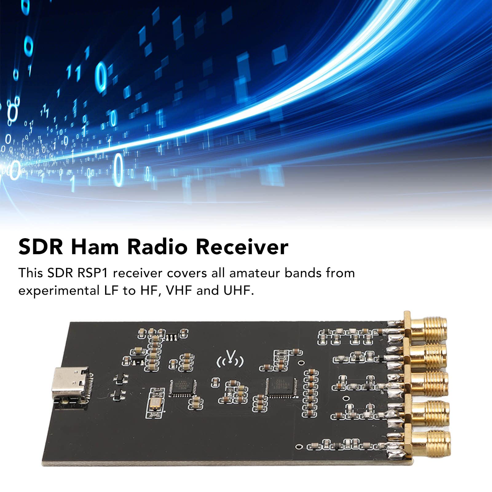 Pomya SDR RSP1 Radio Receiver, 10KHz‑1GHz Ham Radio Receiver for RSP HF AM FM SSB, ATc SSTV ISS Aviation Band Receiver for Win, for Linux, for Android
