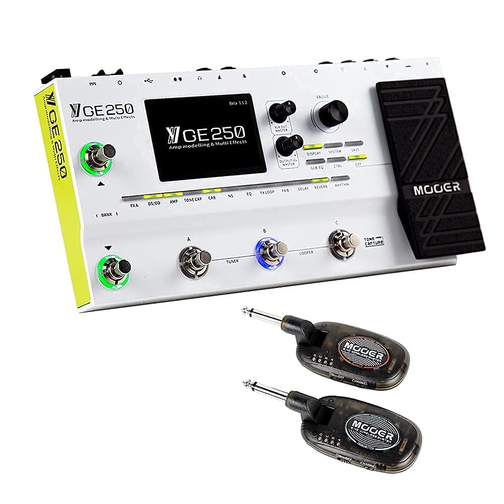 MOOER GE250 Professional Multi Effects Pedal with AP10 Guitar Wireless System