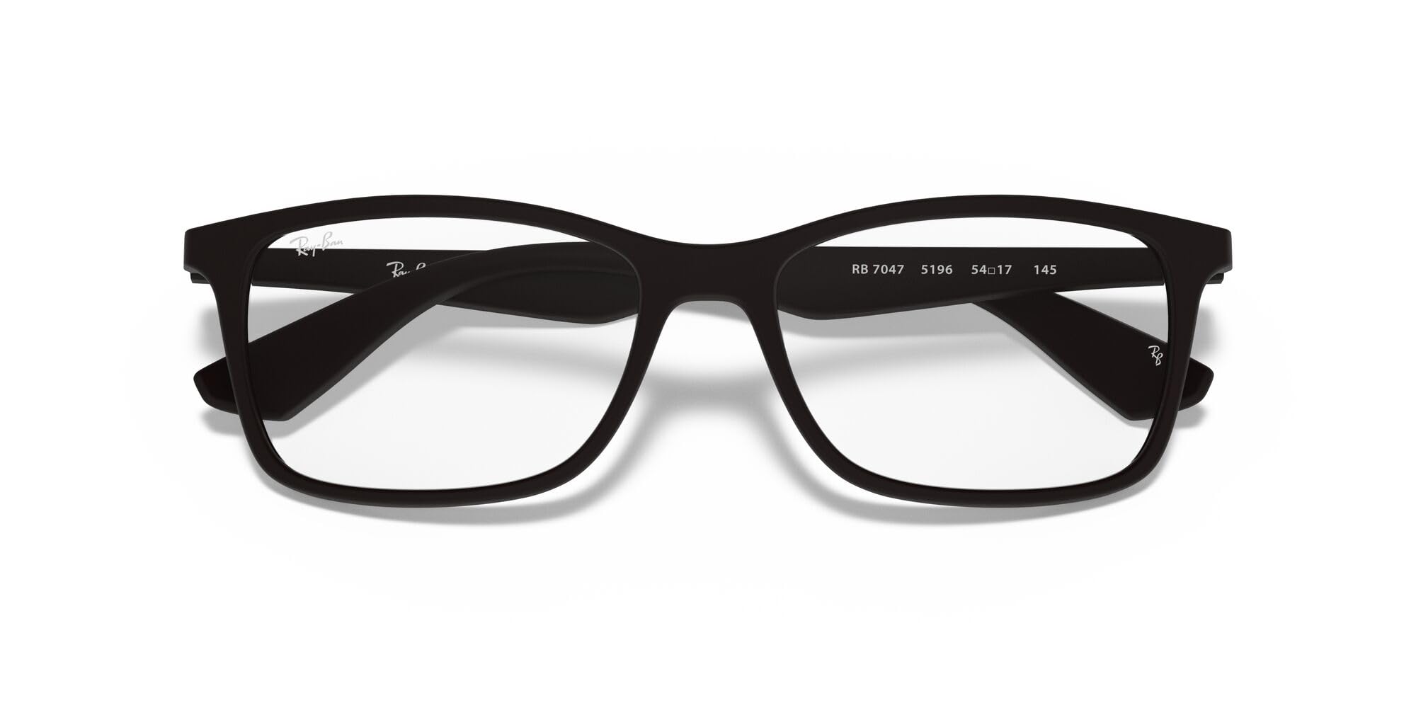 Ray-Ban RX7047 Rectangular Prescription Eyeglass Frames, Matte Black/Demo Lens, 54 mm