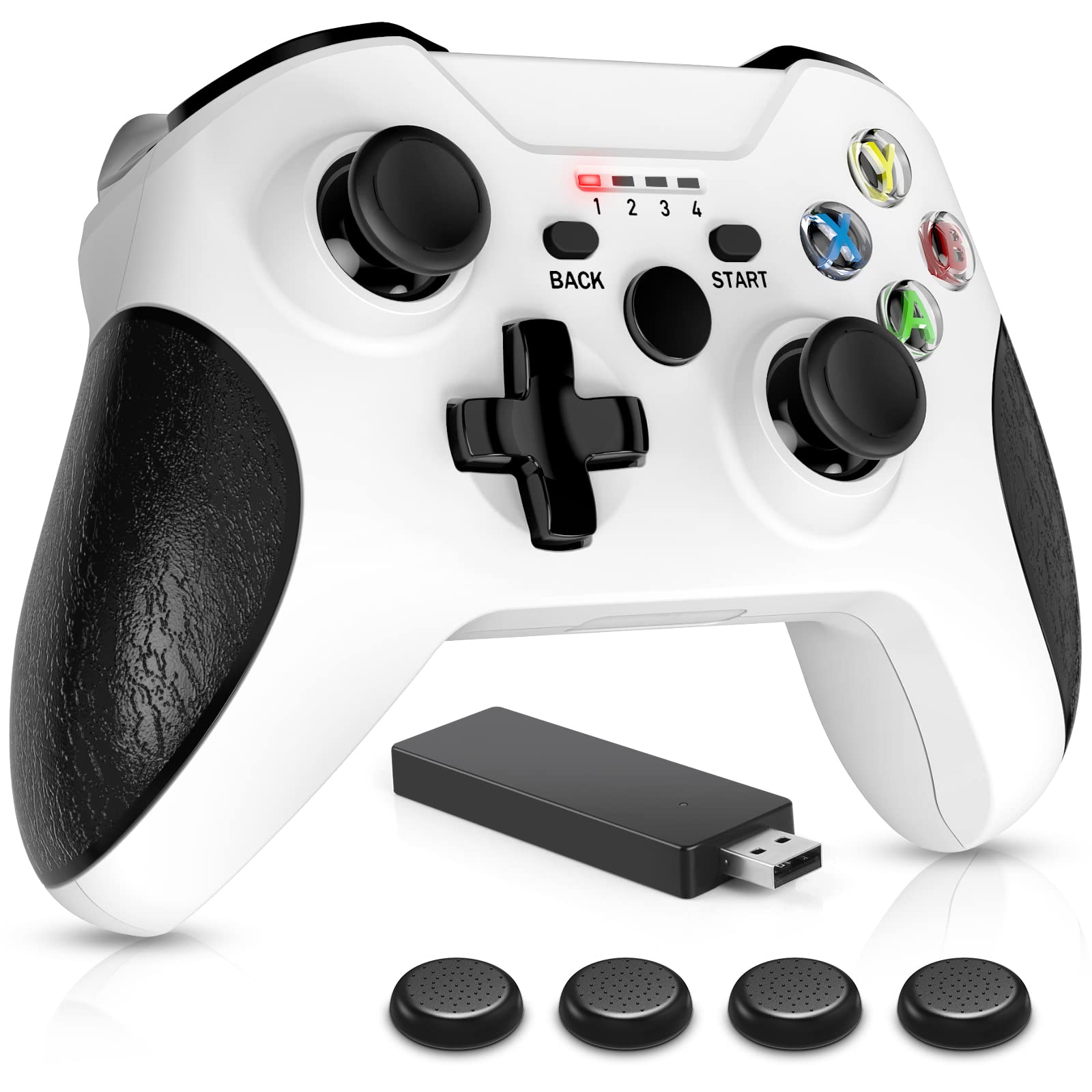 Rddmen Wireless Controller for Xbox One - 2.4GHz Dual Vibration Remote Compatible with Xbox 1/ X/ S/ Series X/ S/ PC (White)