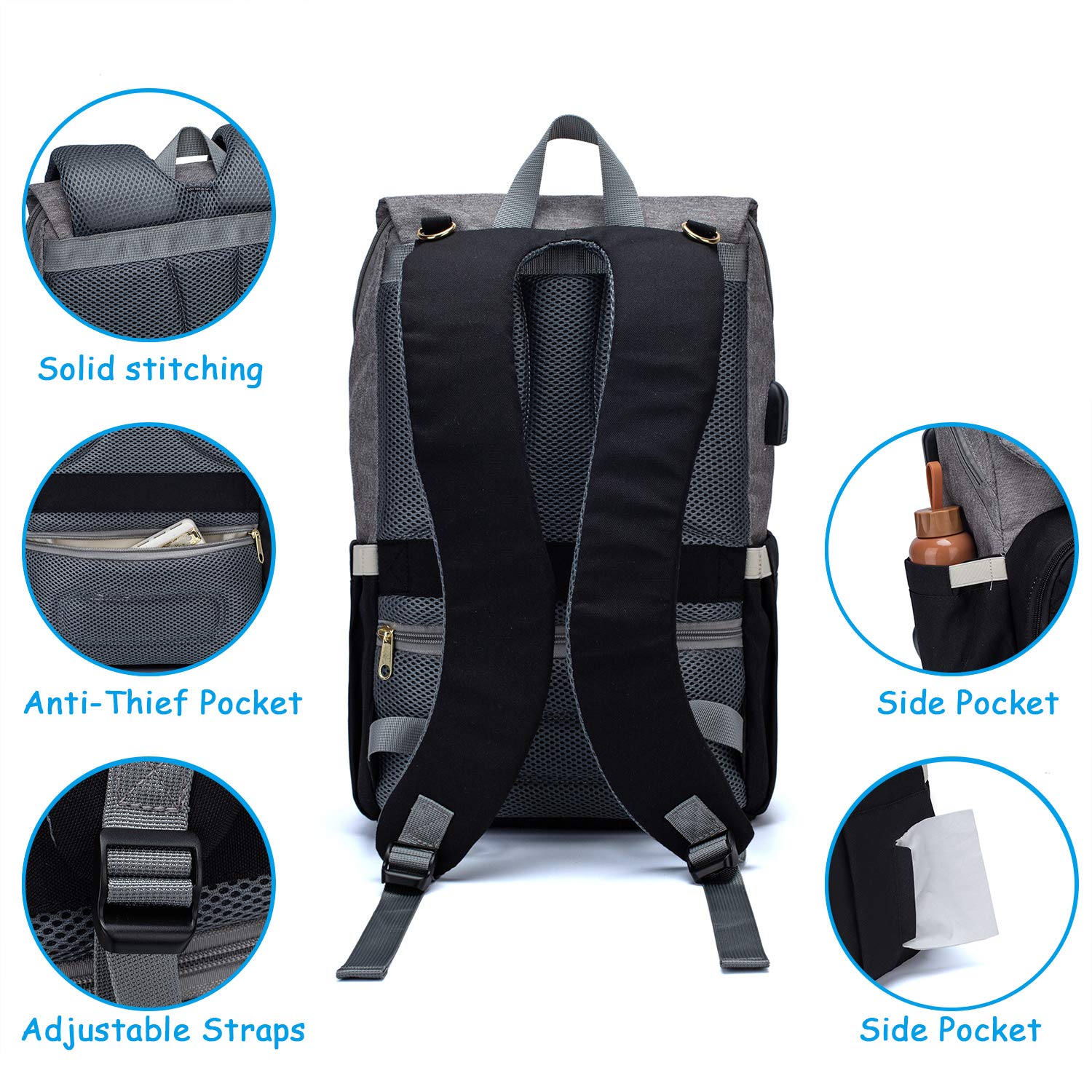 LEQUEEN Diaper Bag Backpack, Travel Back Pack Maternity Baby Changing Bags
