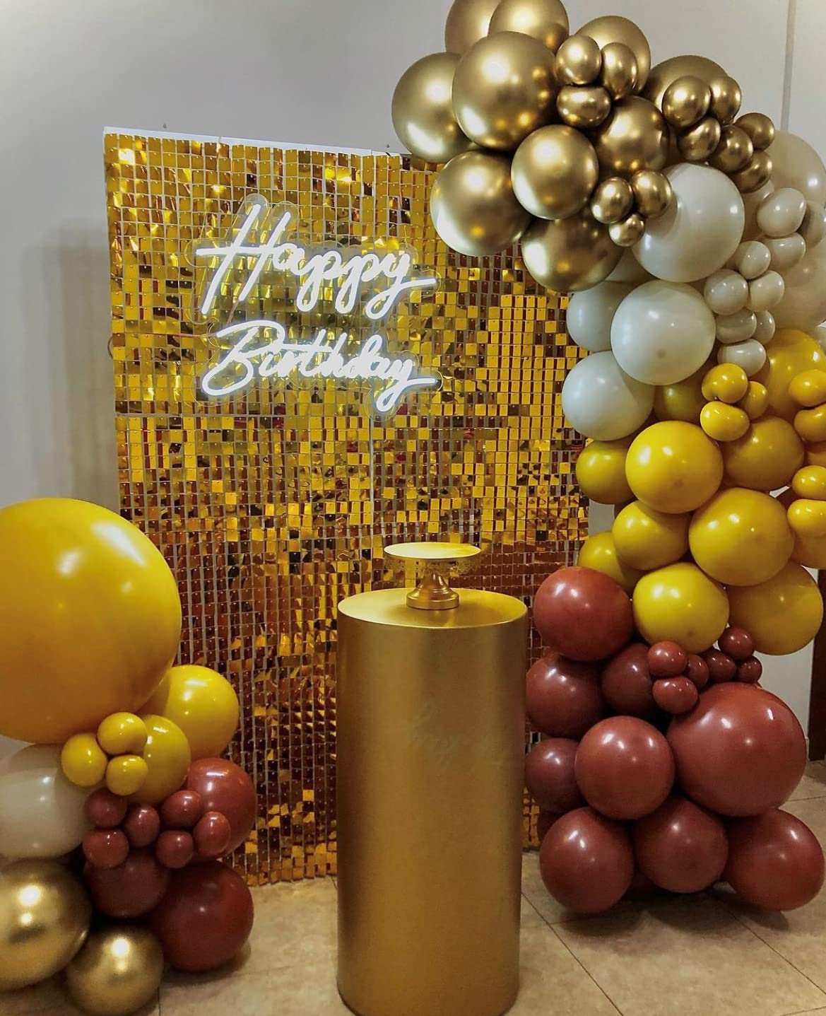 Shimmer Wall Backdrop Panel - Birthday, Anniversary, Wedding Decorations, Engagement & Bridal Shower Party Decor | Glitter Bling Sequins Photo Backdrops Sheets (15 pcs (5ft ร 3ft) -Gold)