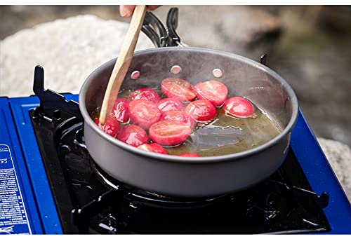 Outdoor Camping Cookware Set with Pot Pan and Kettle,Camping Cookware Mess Kit Portable Hiking Backpacking Cooking Pot Set Survival Cooking Gear Lightweight Cookware(B-Black)