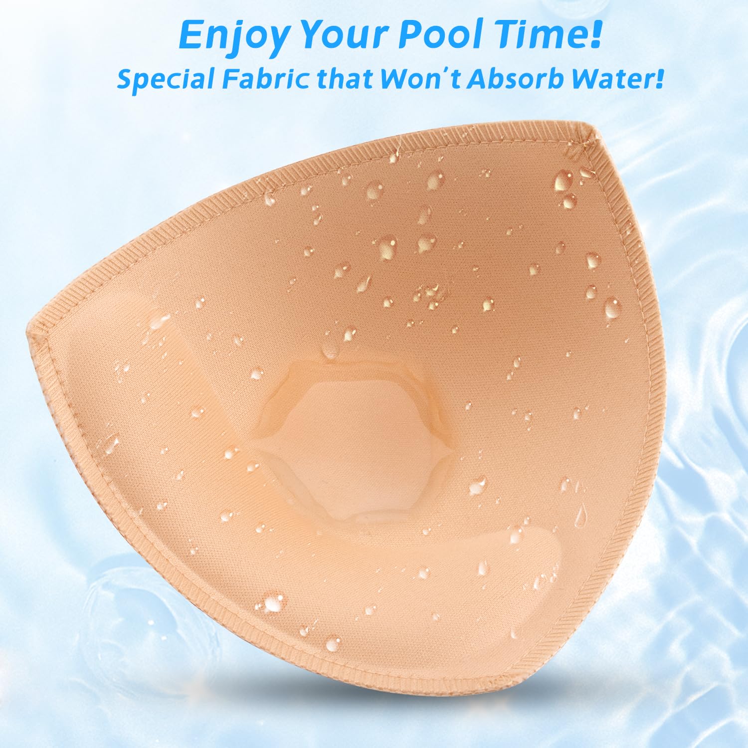 KSang Waterproof Bathing-Suit Padding Inserts - Swimsuit Padding Inserts Push up for Women | 2 Pairs Sewn-Edge Bikini Inserts for D Cup