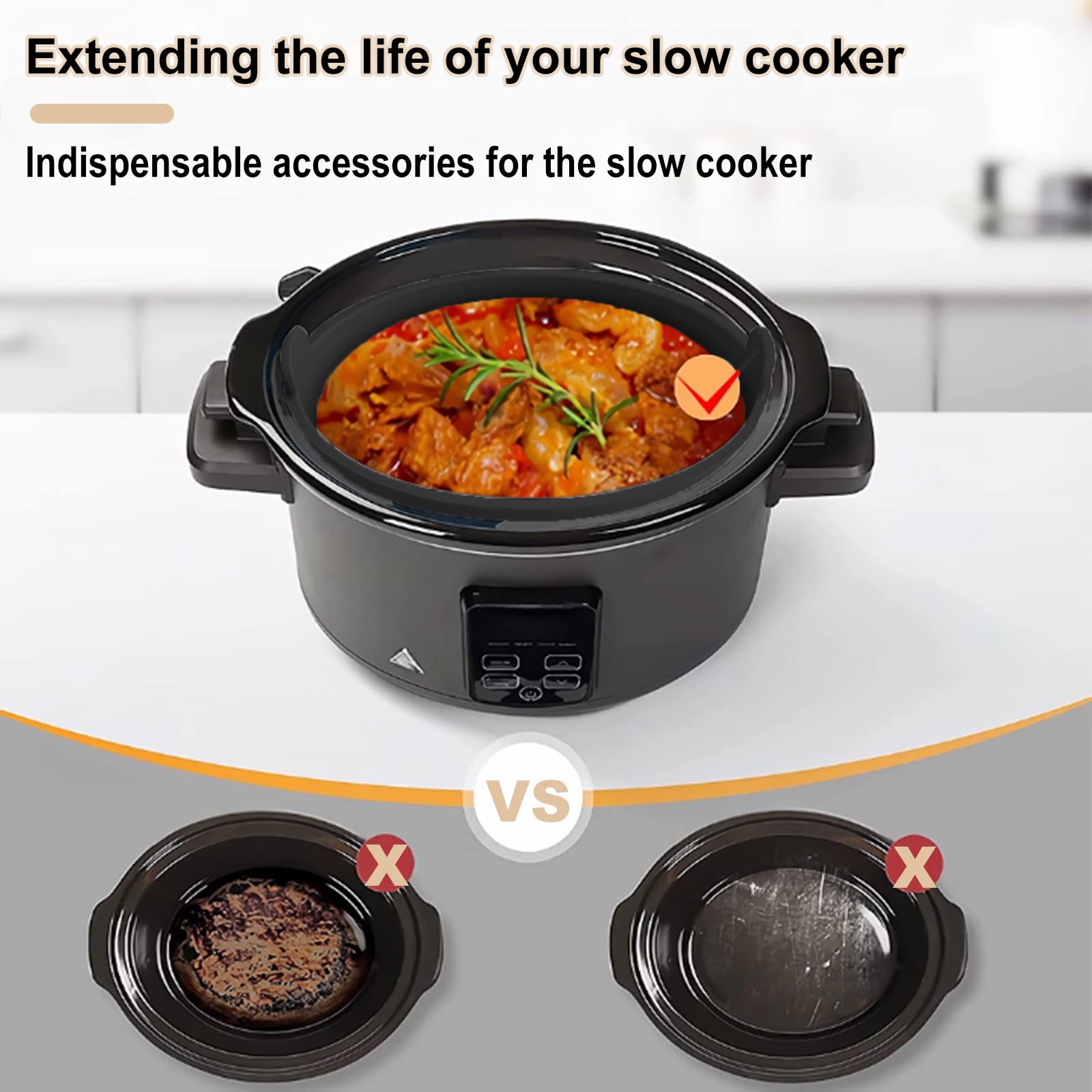 Leakproof & Reusable Slow Cooker Liners - Fits 5-6 Quart ROUND Crock-Pot - Dishwasher Safe Cooking Liner for Easy Cleanup (Red(RED(Fit 5-6 qt Round Pot)))