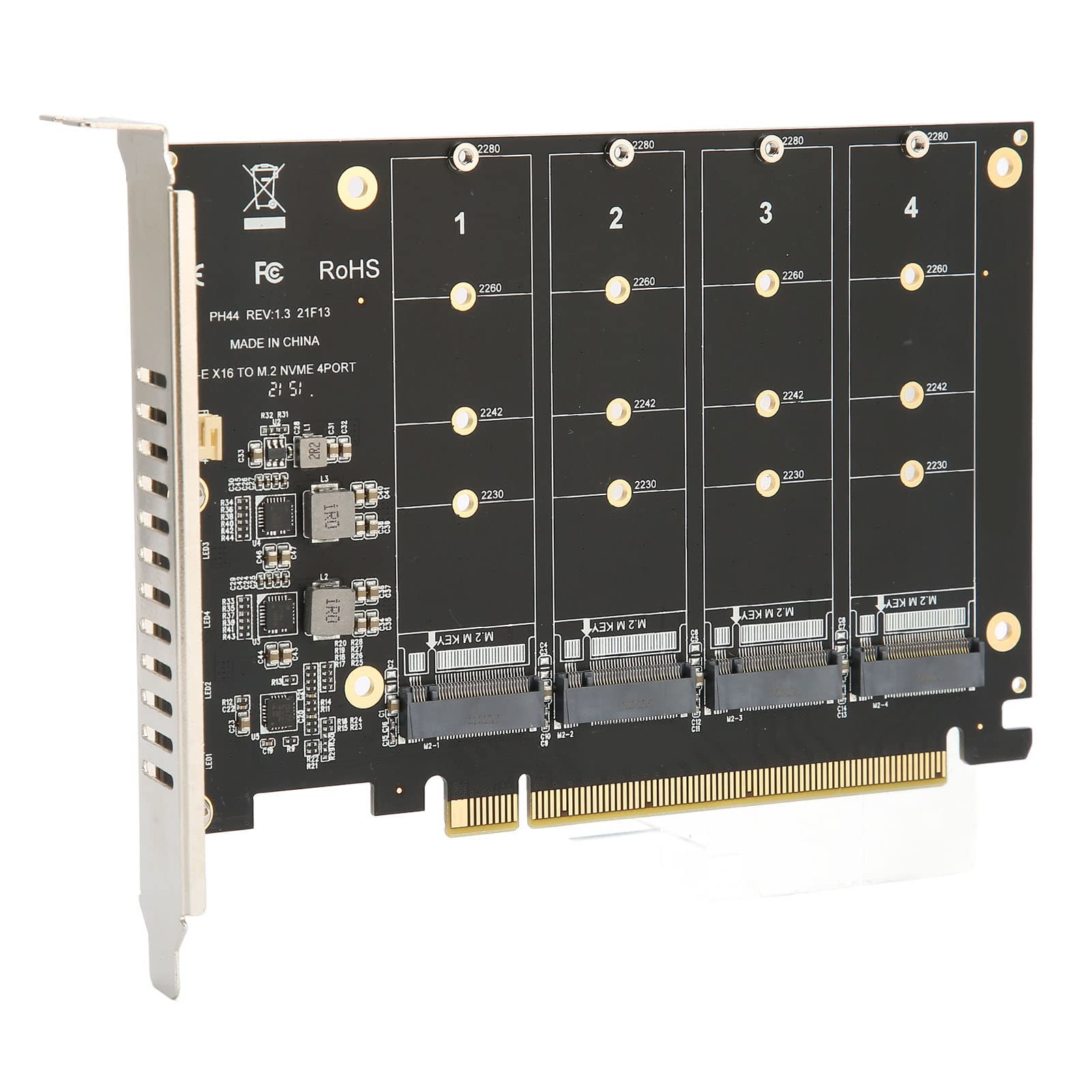 RTLR NVMERaid Card, M.2 SSD Adapter High Power DC Power Chip for 4 PCIe to PCIE3.0 4.0 NVME Protocol SSDs