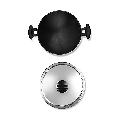 Pigeon Non Stick Appam Pan, 8" Appam Kadai with Stainless Steel Lid, Residue Free Appam Maker for Induction Cooker, Appa Chatty Breakfast Appam Pan Patra, Palappam Maker, Egg Hopper Pan for Omelettes