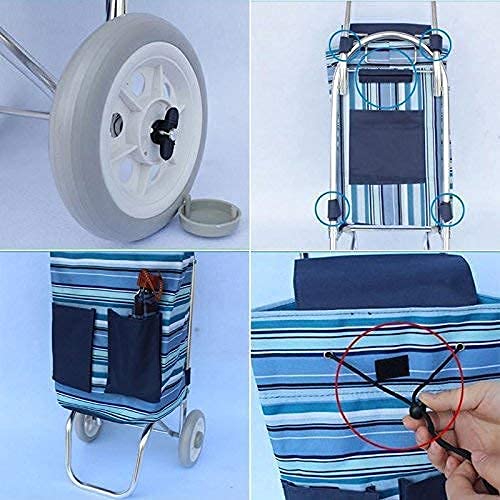 Shopping Trolley on Wheels Multi Function Shopping Cart Aluminum Alloy 2 Wheels Trailer Folding Waterproof Bag D Trolley Luggage Car Storage Hand Trucks,Stripe#3 ,