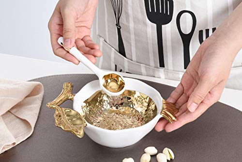 Pampa Bay Get Gifty Bowl and Spoon Set for Soup, Snacks, Nuts and More, Gold Pomegranate