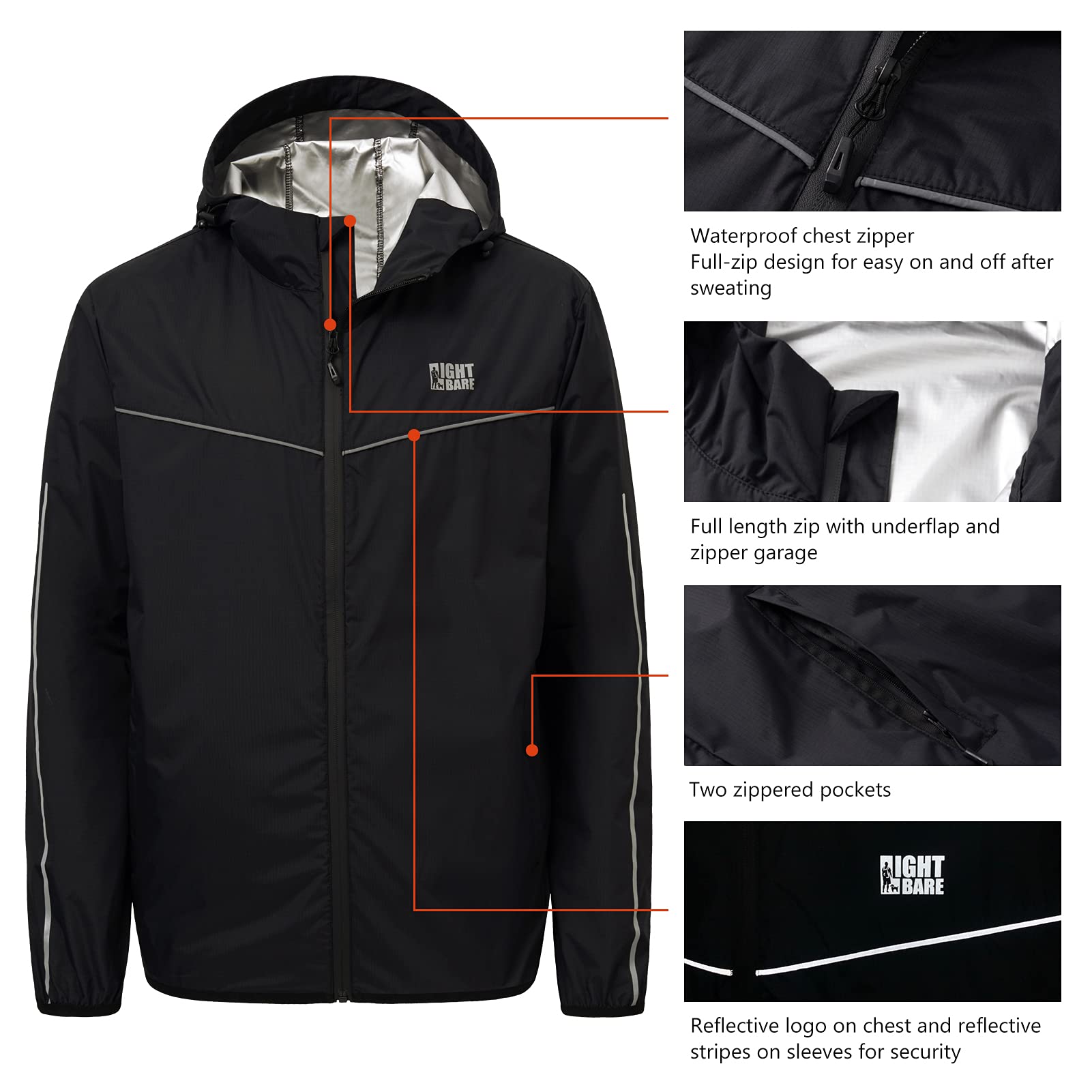 Ripstop Sauna jacket men Weight Loss Boxing Gym Sweat Suits Workout Jackets