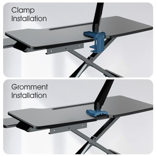 Joy Seeker Standing Desk Converter 30 Inches Stand up Desk Riser, Height Adjustable Dual Tier Sit Stand Tabletop Monitor Riser Workstation for Home Office with Deep Keyboard Tray for Laptop