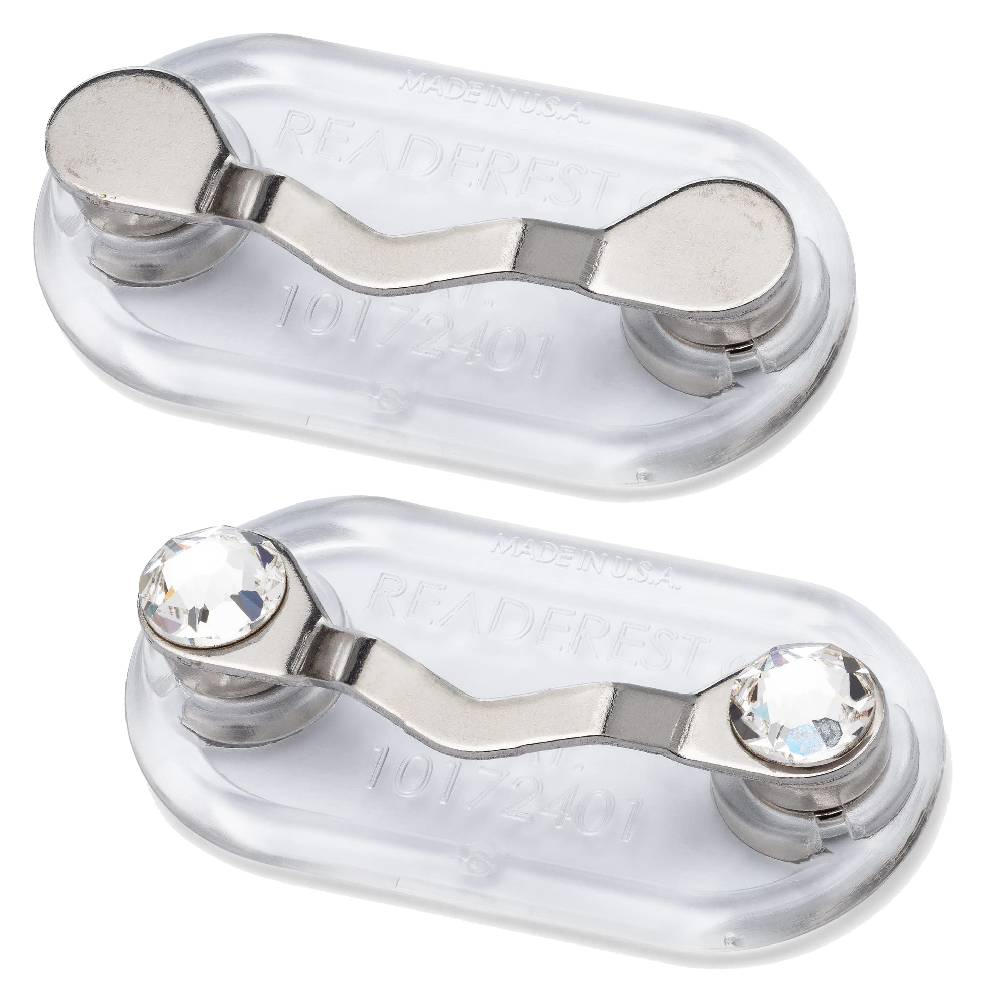 Readerest Magnetic Eyeglass Holder 2pack, Stainless Steel & Black, Made in USA