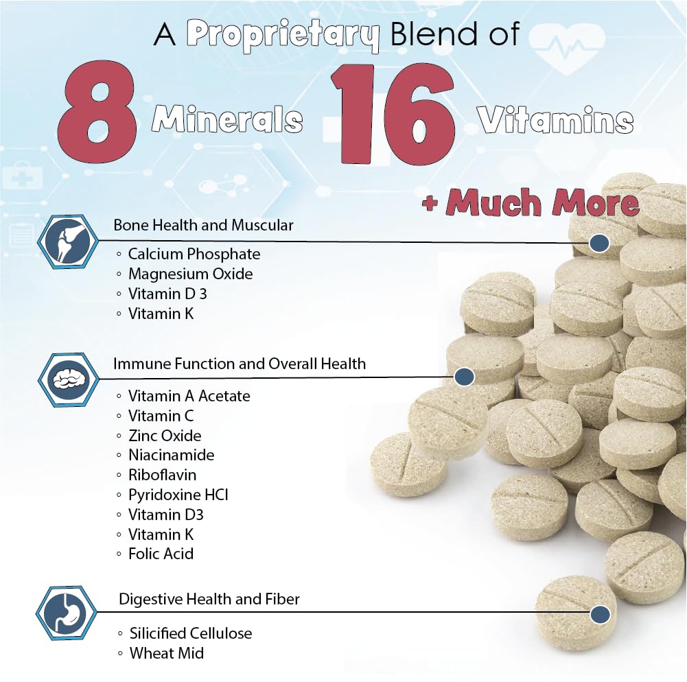 Vita-Tabs - Essential Vitamins, Minerals, Nutrients - Health Supplement for Dogs - Support Immune System, Bones - Liver Flavored - 250 Chewable Tablets