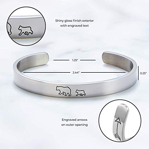 Mint & Lily Mother's Day Gift Mama Bear & Her Baby Bears Cuff Bracelet | Personalized Mantra Bangle | Gift For Her | Rose Gold
