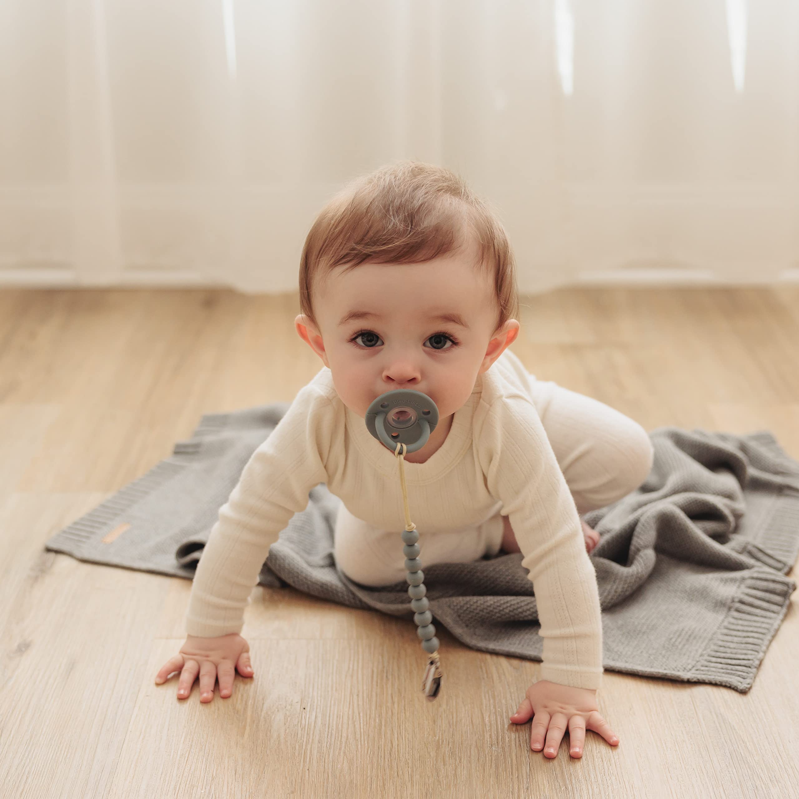 Lulababe Paci with Standard Hospital Nipple - Set of Soft Silicone Two Tone Pacifier for Infants Babies and Toddlers (Stage 1, Mocha + Sugar Swizzle)