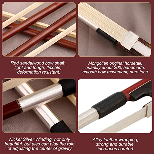 Performance Grade Excellent Tone Violin Bow 4/4 Full Size Eight corners with free rosin and Clean Microfiber Cloths,Natural Mongolian Male Horsehair