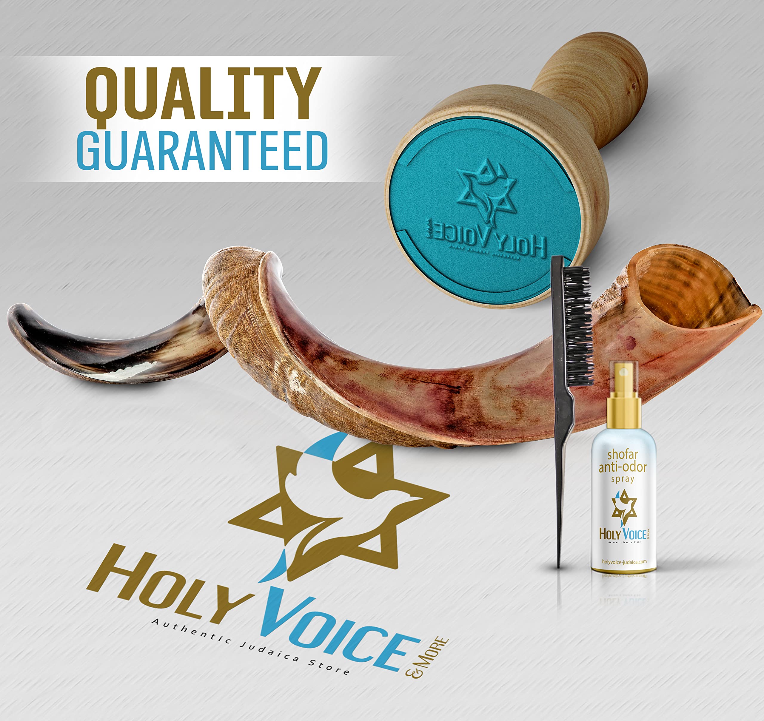 Kosher Kudu Shofar Horn from Israel – Traditional Half Polished Yemeni Shofar Includes Carrying Bag, Brush, Anti Odor Spray and Blowing Guide - Holy Easy Blowing Ancient Musical Instrument (36"-39")