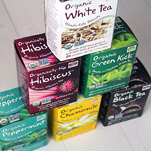 NOW Foods, Organically Hip Hibiscus™ Tea, Caffeine-Free, Non-GMO, No Added Colors, Preservatives or Sugars, Premium Unbleached Tea Bags with our No-Staples Design, 24-Count
