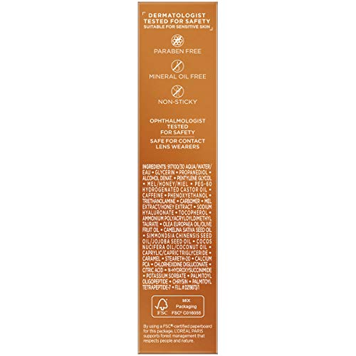 L'Oreal Paris Skincare Age Perfect Hydra Nutrition Eye Gel with Manuka Honey and Nurturing Oils, Eye Treatment Gel for Dry Skin, de-puffing rollerballs to Reduce Puffy Eyes, Paraben Free, 0.5 fl. oz.