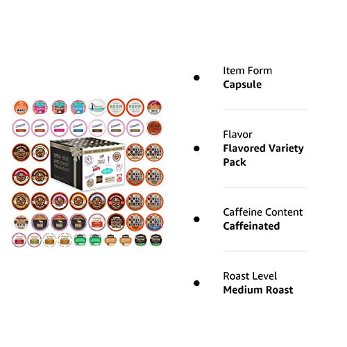 Perfect Samplers Flavored Coffee Variety Pack, Including Vanilla, Chocolate Coffee & More, Flavored Coffee Pods for Keurig K Cups Machines, 50 Count