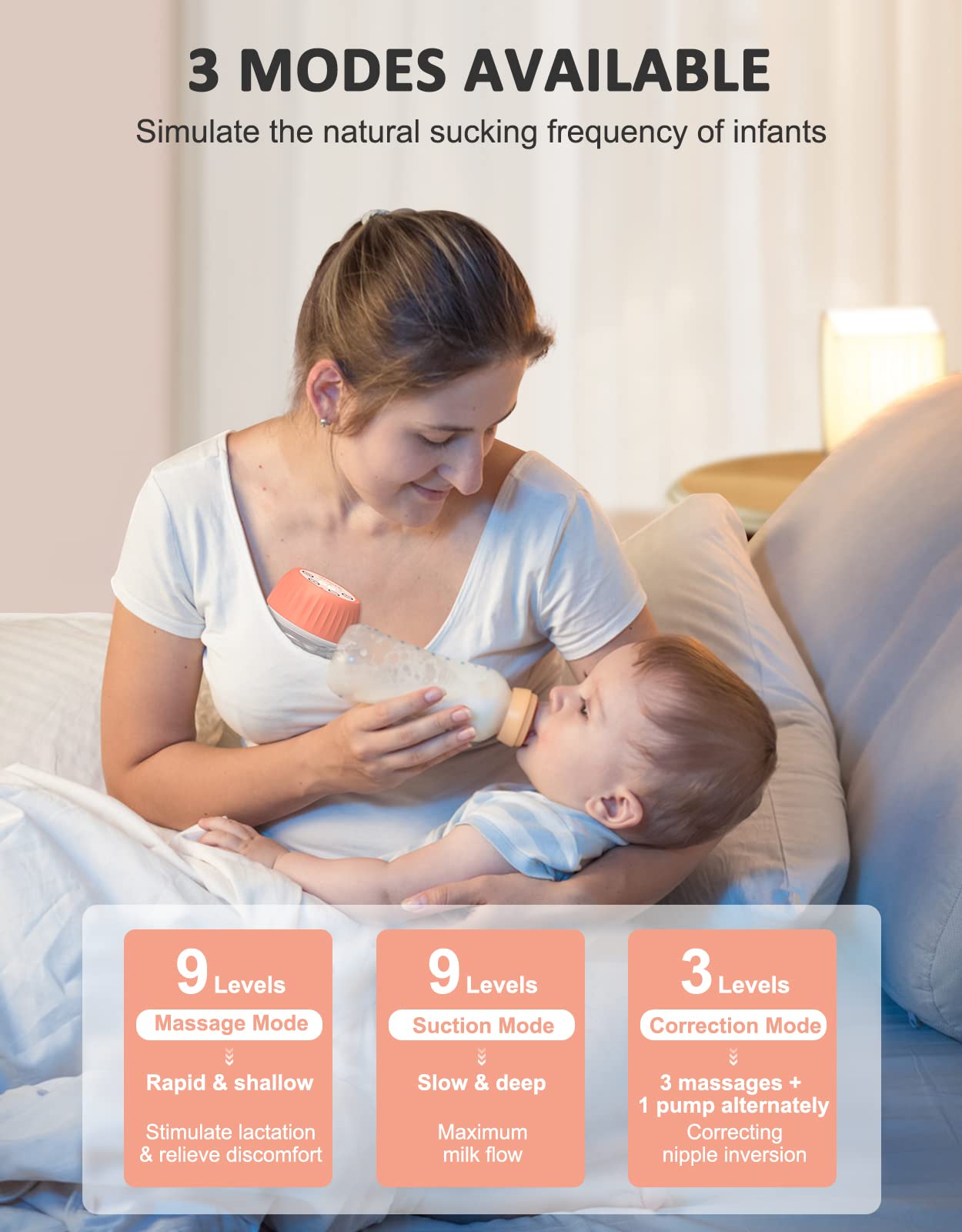 Wearable Breast Pump, [Painless Massage & Strong Pumping] Portable Hands Free Milk Extractor [3 Modes & 9 Levels] Low Noise USB-C Rechargeable Electric Breast Pump (2PCS)