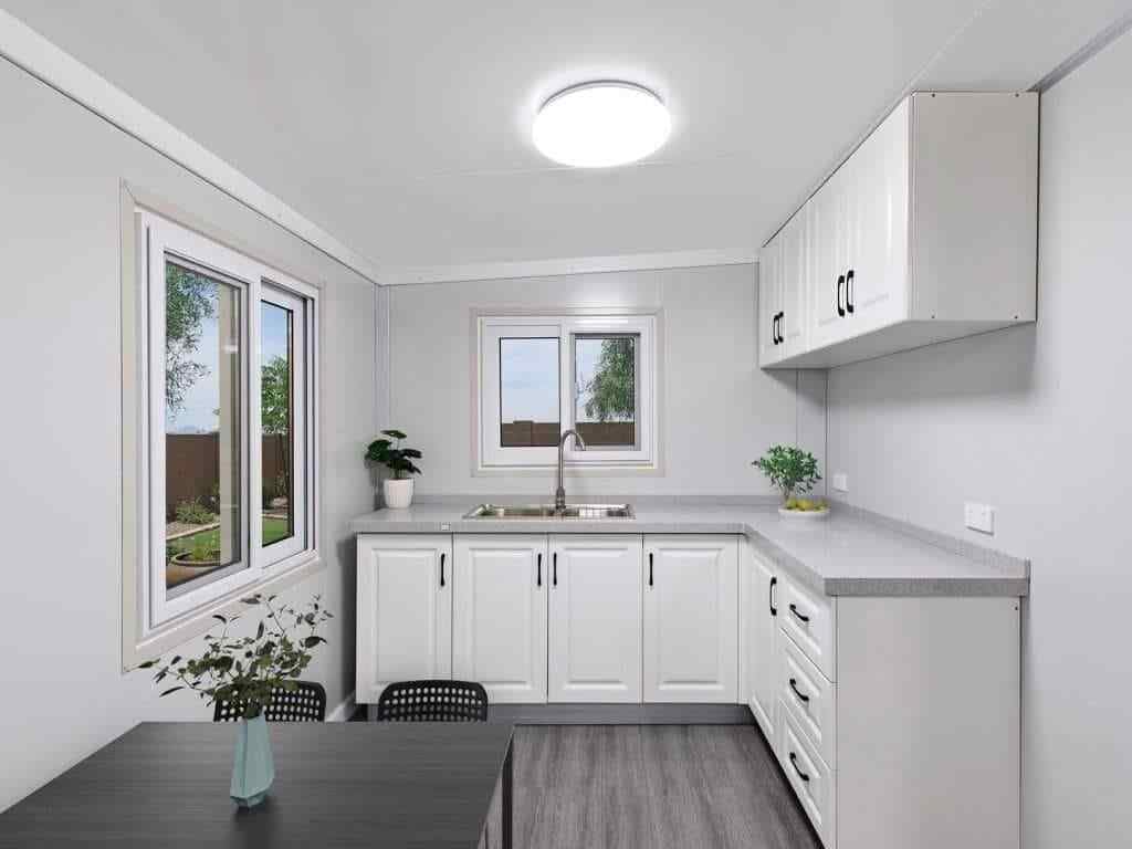 Weather Proof, Wind Resistant, Anti corrision Tiny Expandable Prefab House to Live in 1 Bathroom, 3 Bedooms & 1 Kitchen- for Small Family 20 FT 3 in 1 Tiny Backyard House